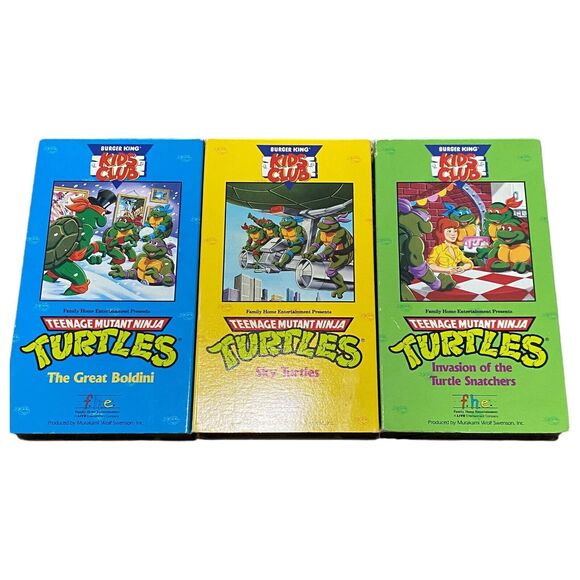 Media Teenage Mutant Ninja Turtles Vhs Burger King Kids Club Lot Of 3